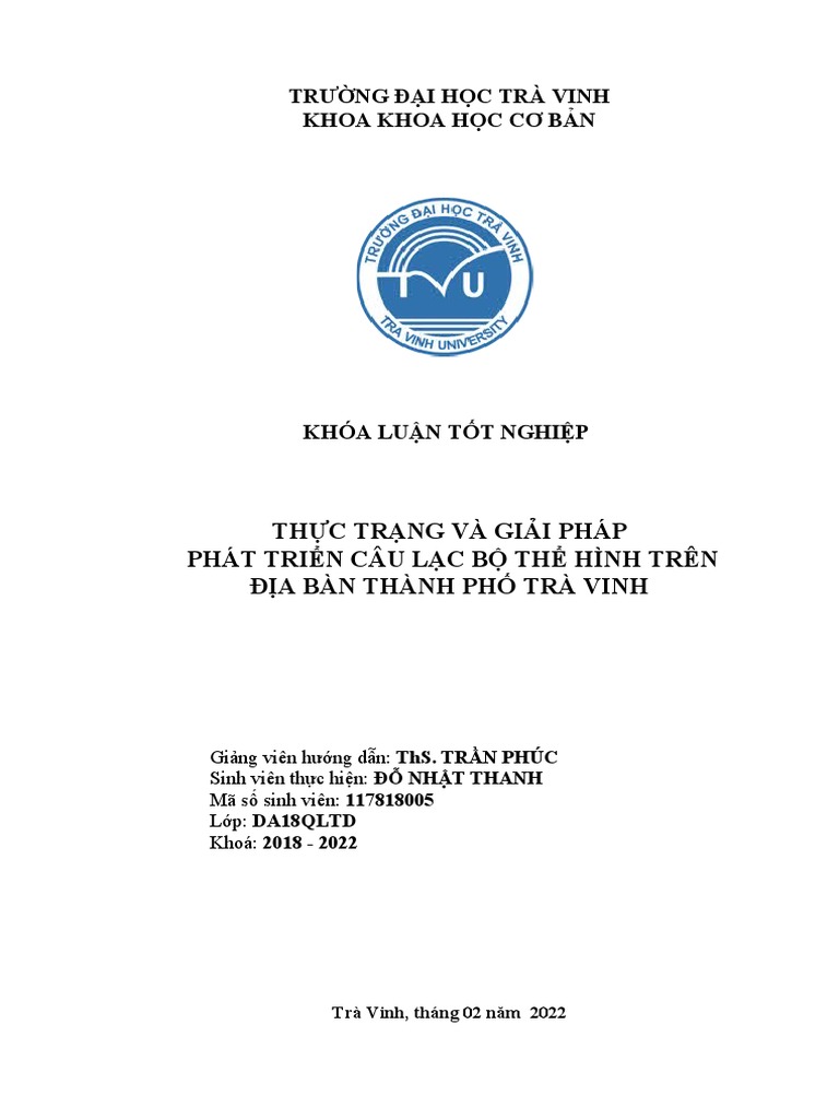 Khoa Luan Tot Nghiep-DoNhatThanh-CLBTH | PDF