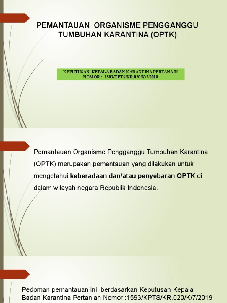 Pedoman Pemantauan OPTK Karantina | PDF