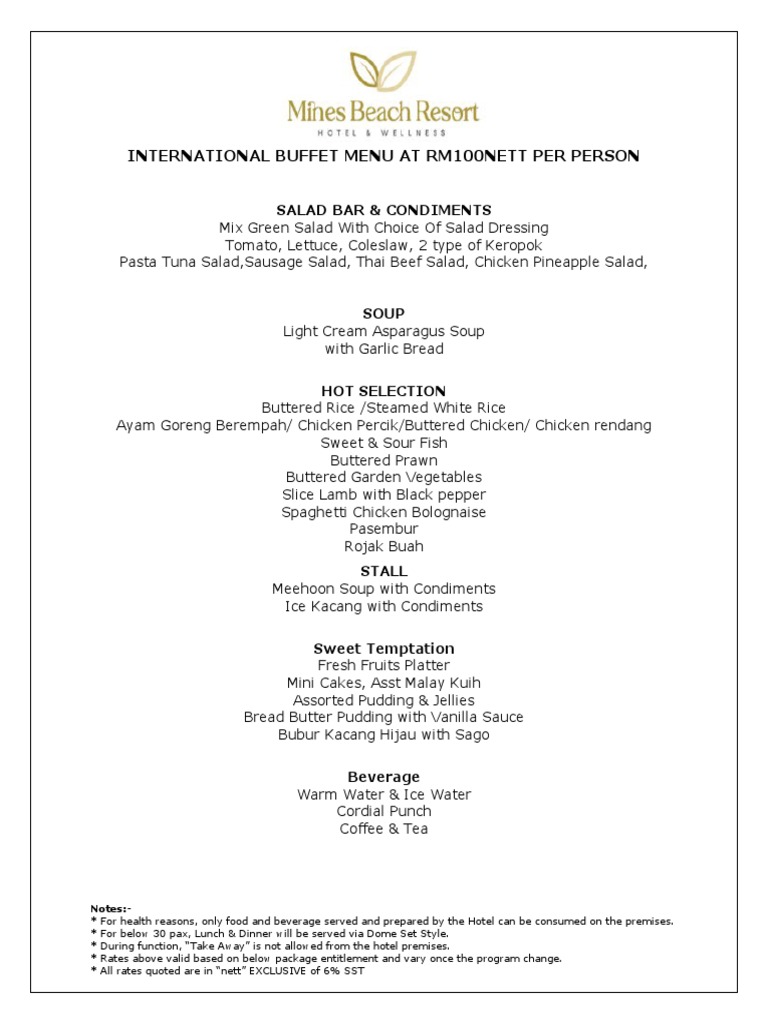 Buffet Dinner Menu RM100 2 | PDF