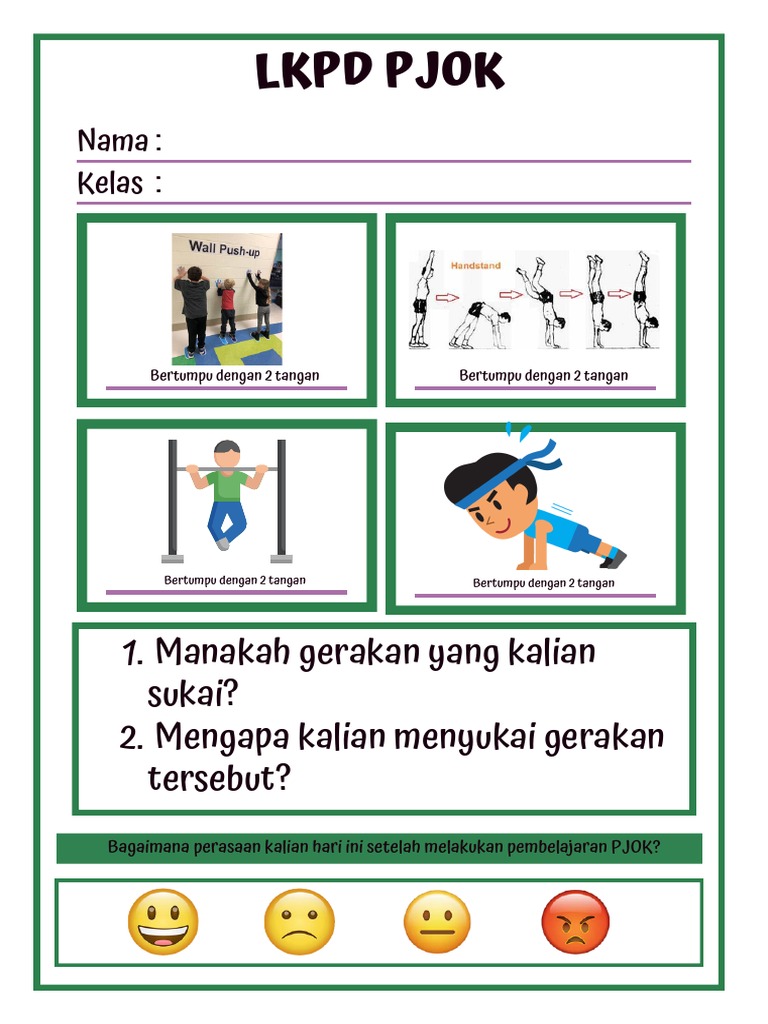 LKPD PJOK - Kelas 2 - Gerak Bertumpu Dengan Tangan | PDF