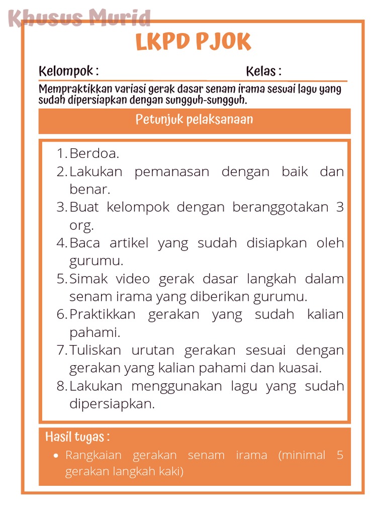 LKPD PJOK - Kelas 3 - Senam Irama | PDF