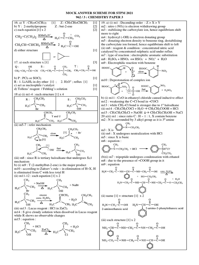 STPM 2021 Sem 3 Mock Ans | PDF | Acid | Chemical Reactions
