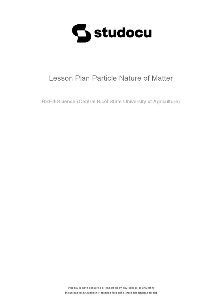 Lesson Plan Particle Nature of Matter | PDF | Evaporation | Water