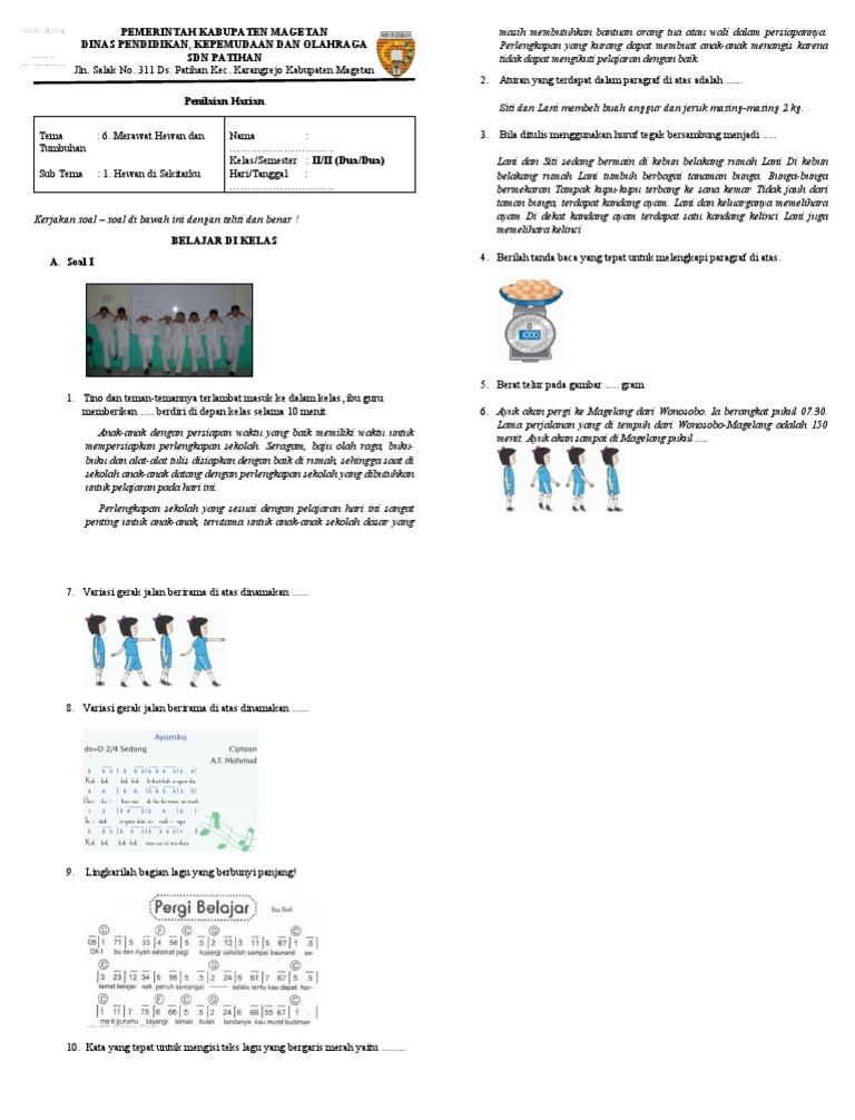 Soal Tema 6 Kelas 2 | PDF