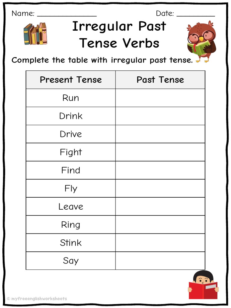 Irregular Verb Tenses Worksheet 1 | PDF