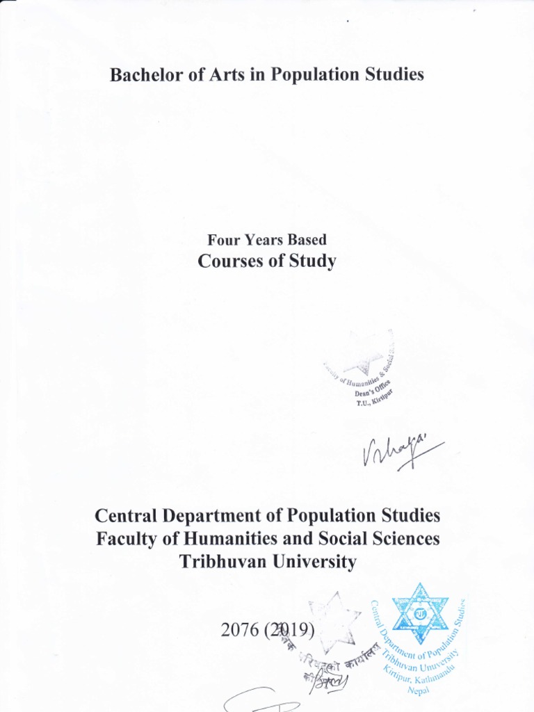 BA in Population Studies Course at Tribhuvan University | PDF | Human ...