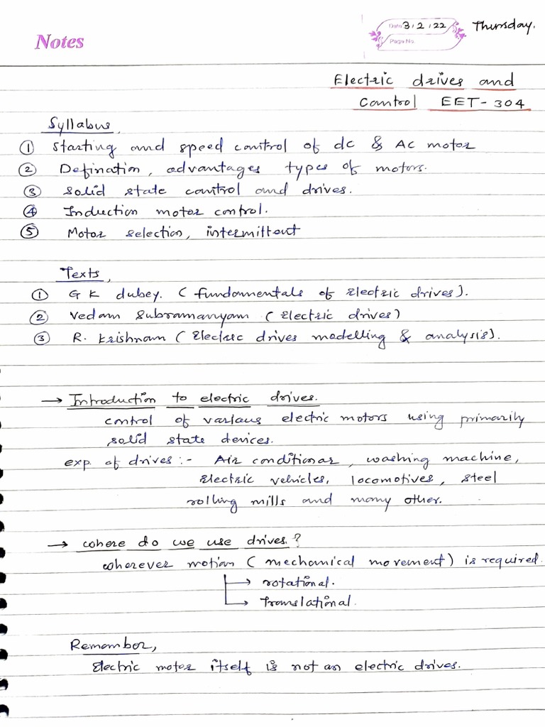 EDC Notes MTE 6th Sem. | PDF | Torque | Force