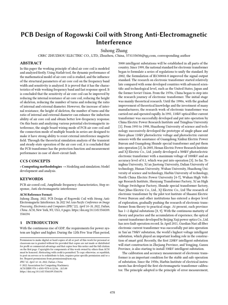 PCBDesign of Rogowski Coil With Strong Anti-Electromagnetic Interference | PDF | Inductor ...