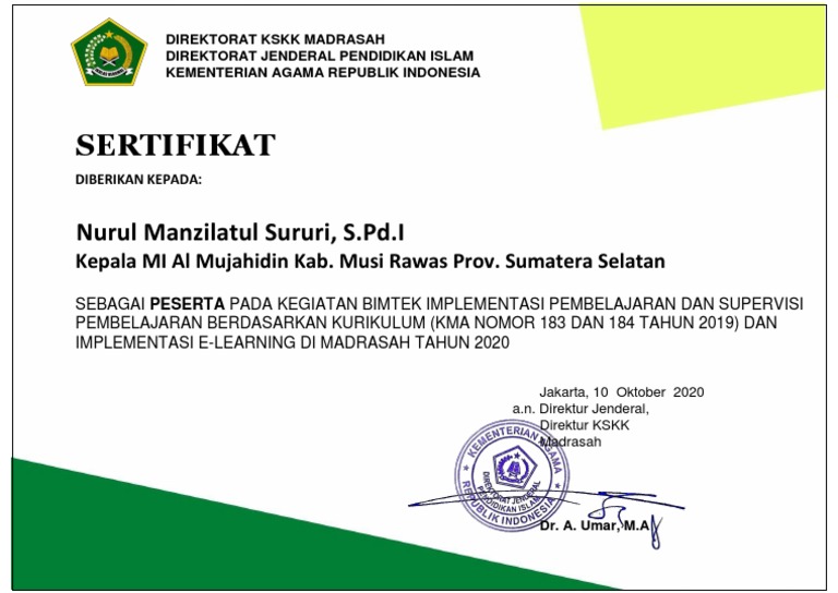 Blanko SERTIFIKAT Buk Nunung. | PDF | Agama & Spiritualitas