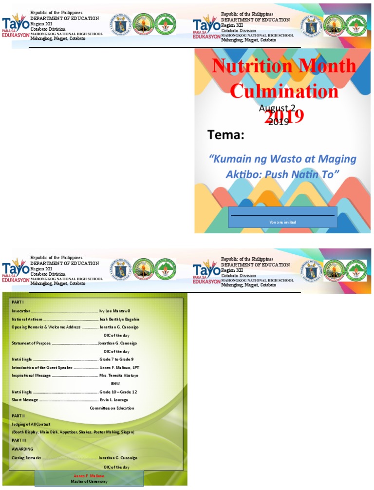 Sample Nutrition Month Programme Vs Projectsight Software