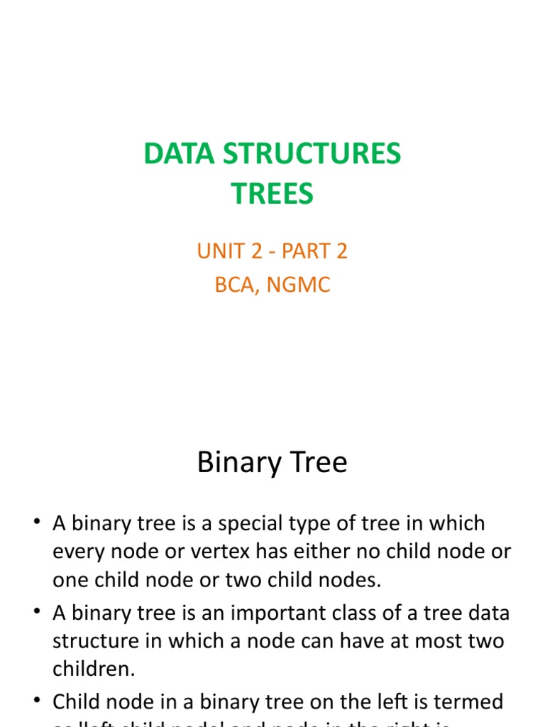Data Structures Trees: Unit 2 - Part 2 Bca, NGMC | PDF
