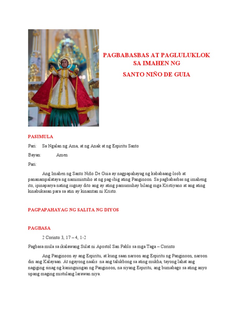 Pagbabasbas at Pagluluklok Sa Imahen NG Santo Niño de Guia | PDF