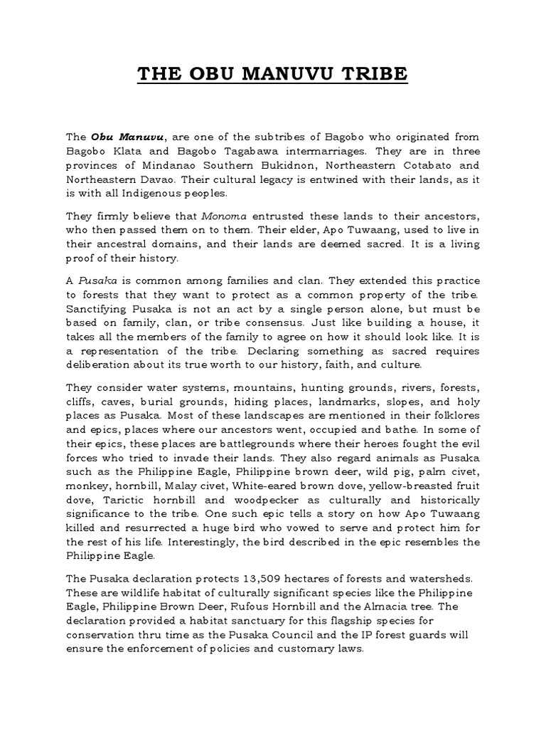 The Obu Manuvo Tribe | PDF | Natural Environment