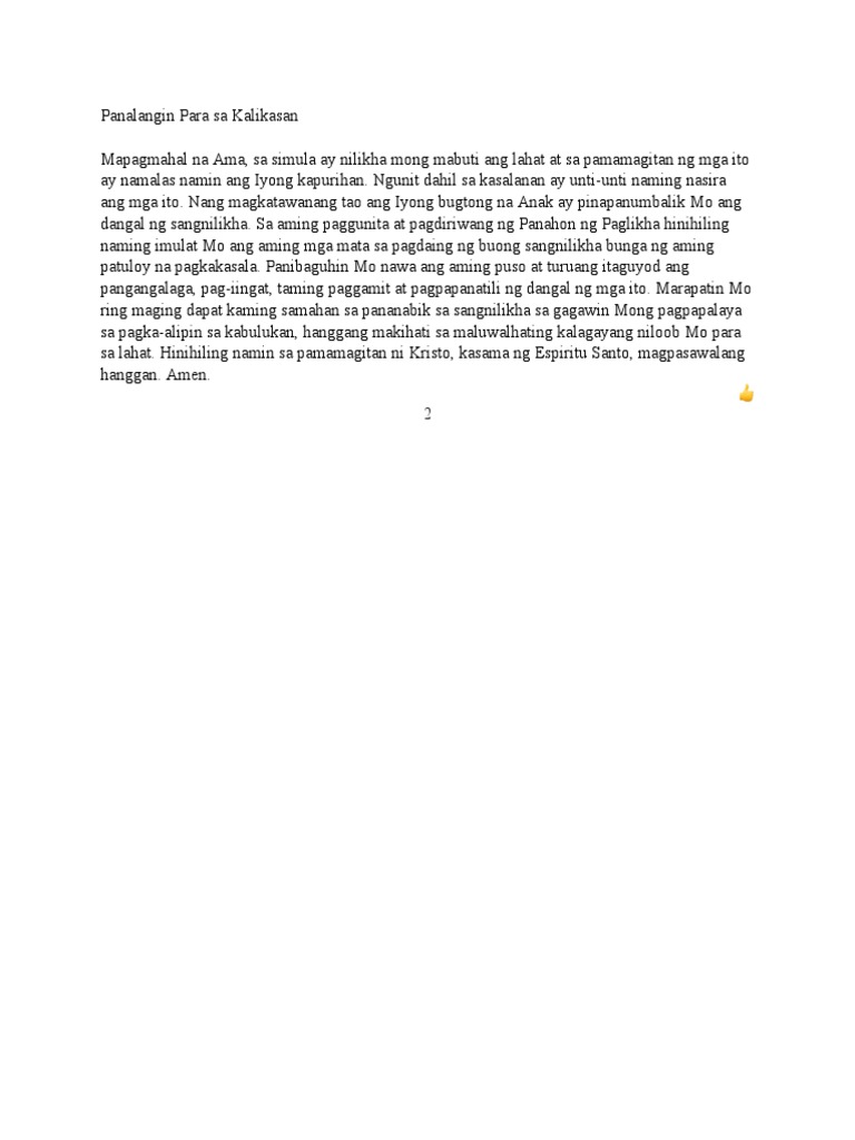 Panalangin Para Sa Kalikasan Pdf