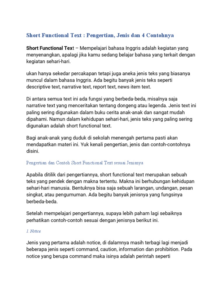 Pengertian dan Contoh Teks Fungsional Pendek | PDF | Karier & Perkembangan