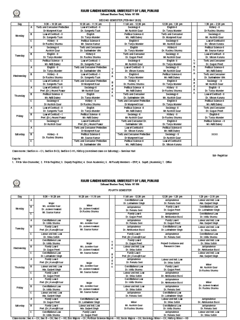 Timetable Feb - May 2023 Wef Feb15,2023 | PDF | Justice | Crime & Violence