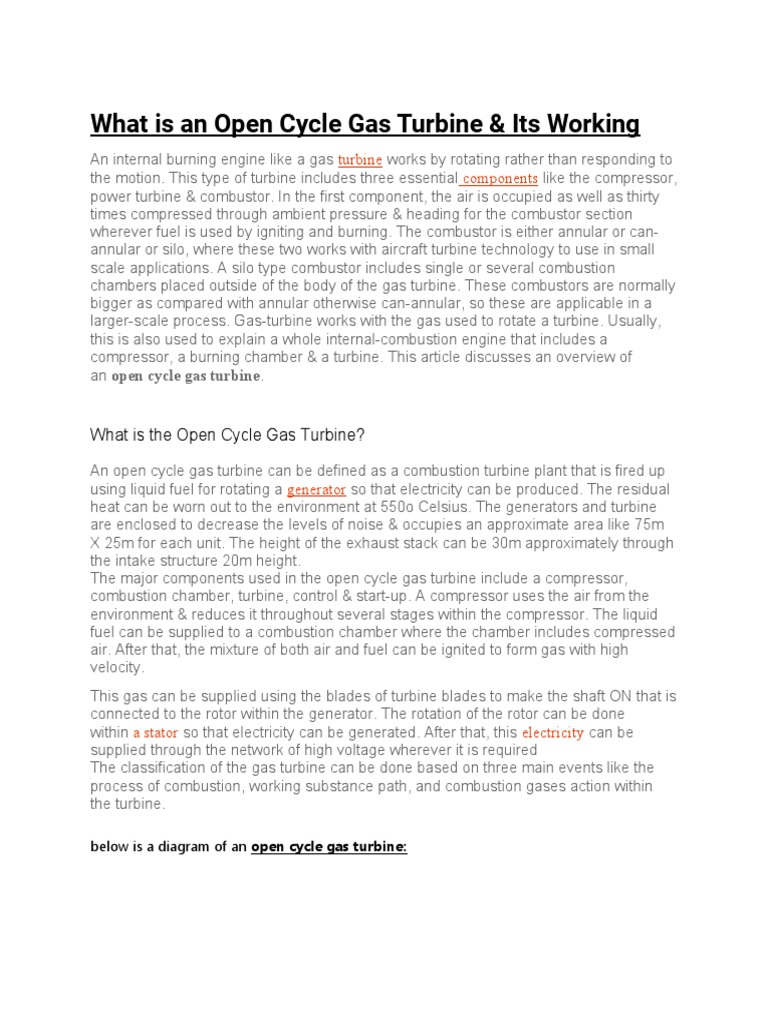 What Is An Open Cycle Gas Turbine Pdf Gas Turbine Turbine