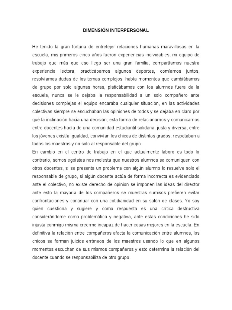 Dimensión Interpersonal | PDF | Enseñando | Cognición