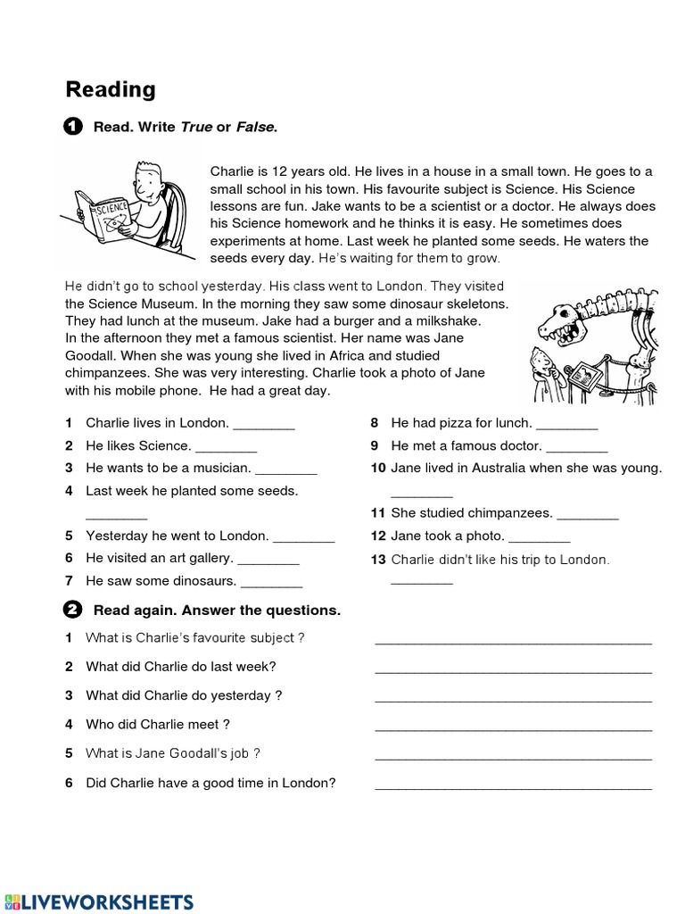 Reading: Read. Write True or False | PDF
