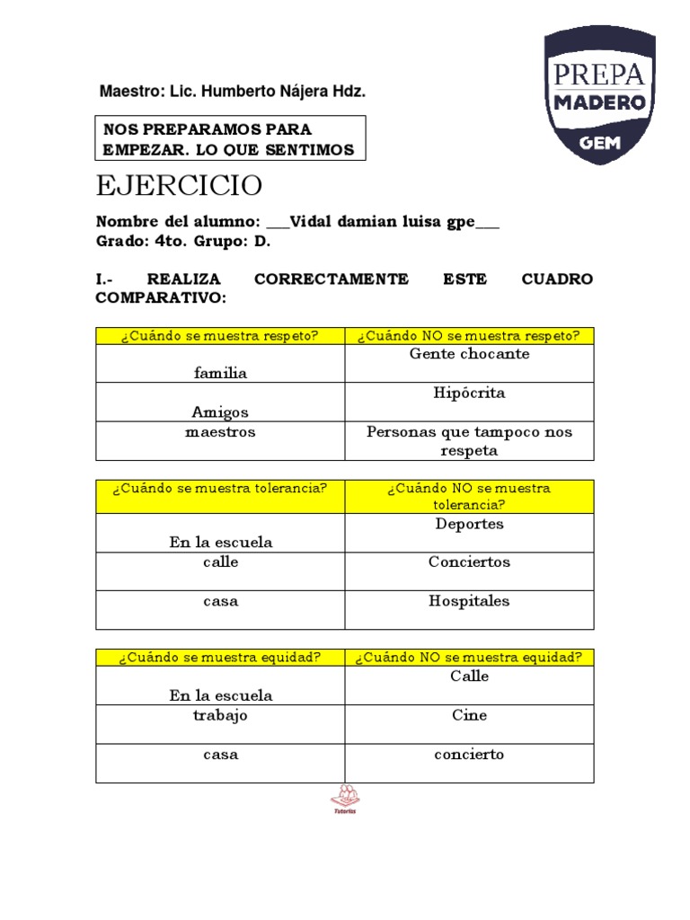 Ejercicio de Nos Preparamos para Empezar | PDF