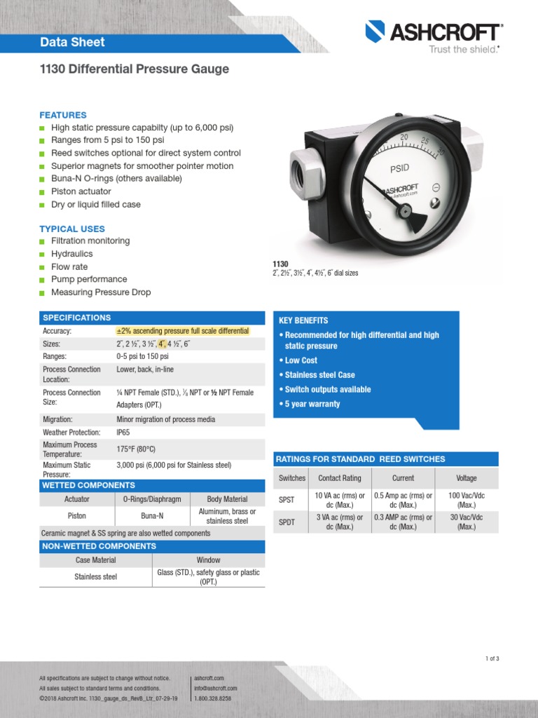 1130 PDG | PDF | Switch | Pressure