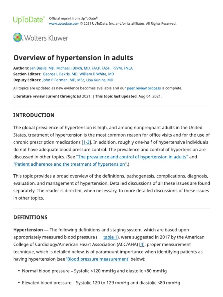 Hypertesnion Uptodate | PDF
