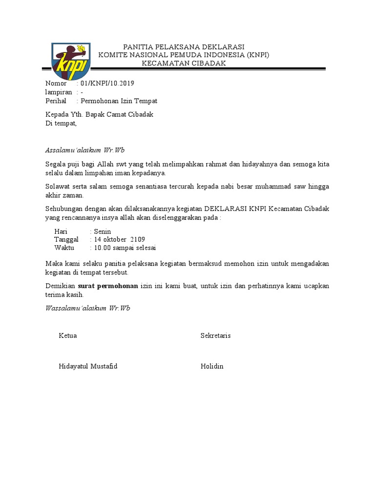 Contoh Surat Permohonan Izin | PDF