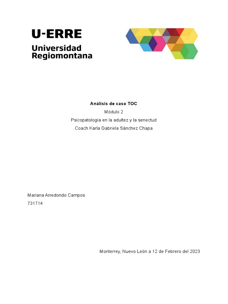 Análisis de Caso TOC | PDF | Desorden obsesivo compulsivo | Causas de la muerte