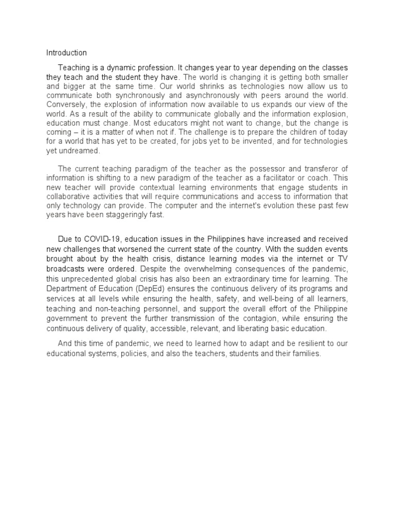 Trends and Issues Requirement | PDF | Distance Education | Teachers