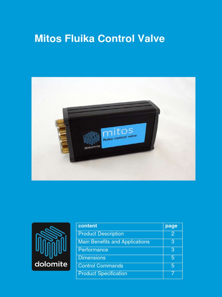 Dolomite DolomiteFluikaControlValveDatasheet PDF | PDF | Valve | Pump