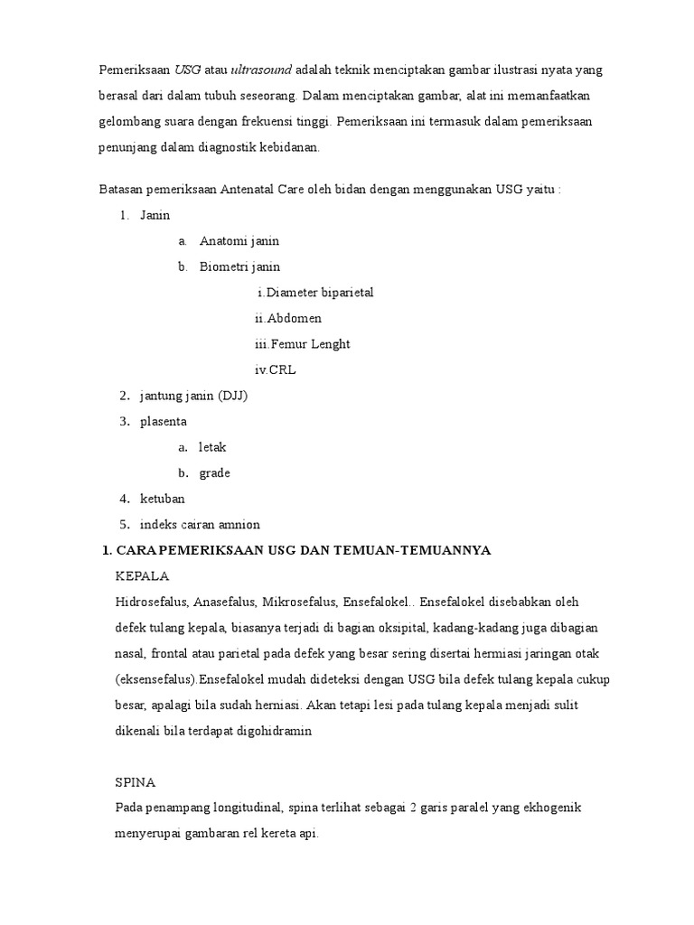Cara Membaca Hasil Usg Bagi Bidan | PDF