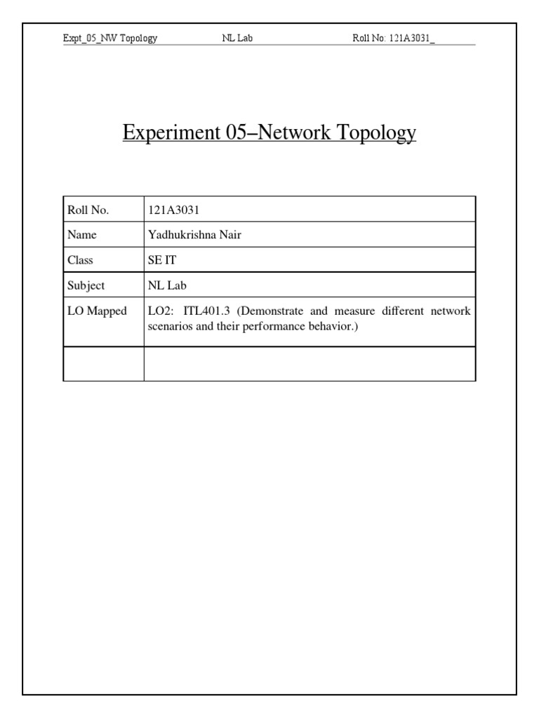 Expt - 05 - NW Topology - Template | PDF | Transmission Control ...