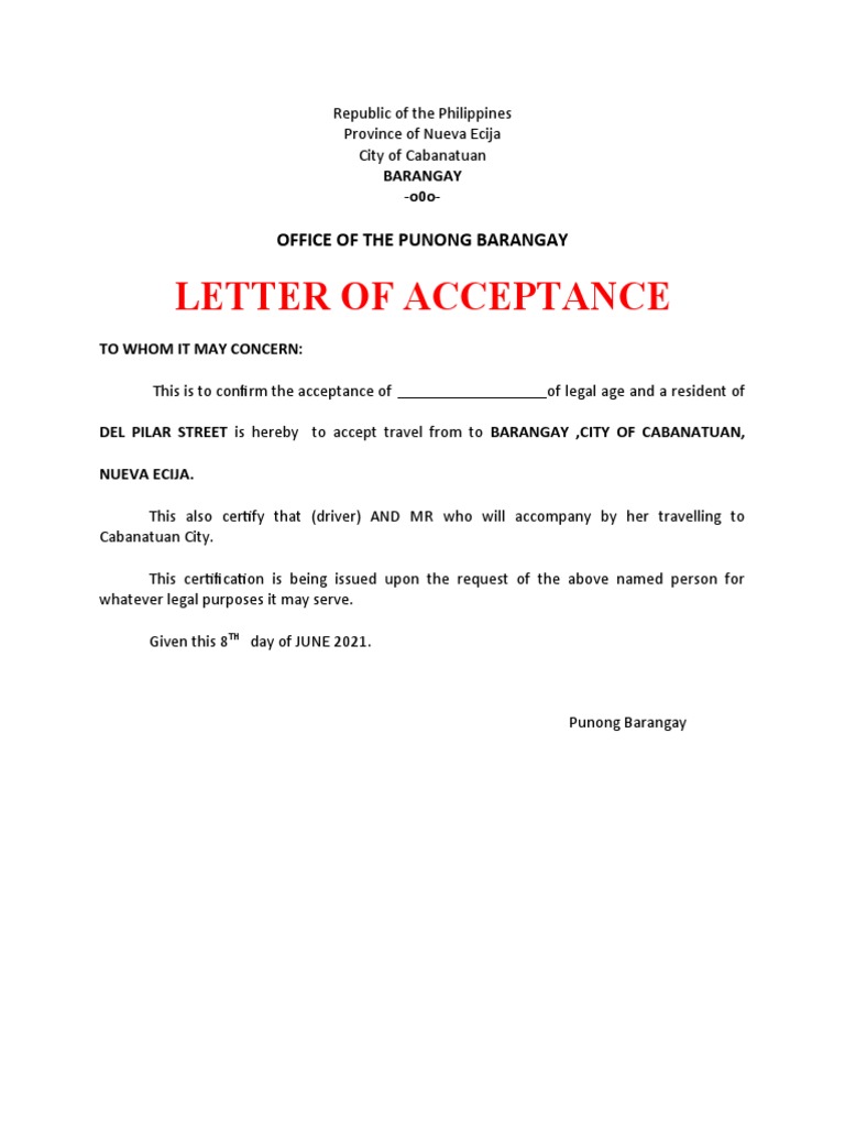 Acceptance Letter | PDF