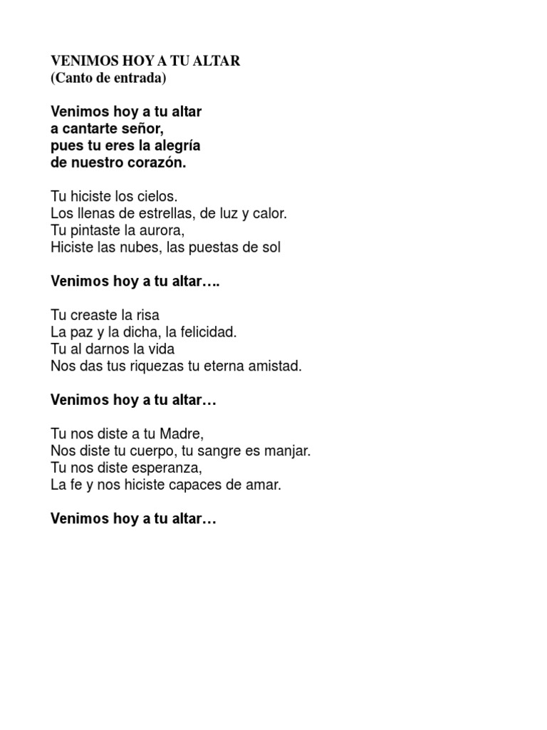Venimos Hoy A Tu Altar | PDF