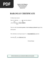 Barangay Solo Parent Certification Sample | PDF | Lifestyle