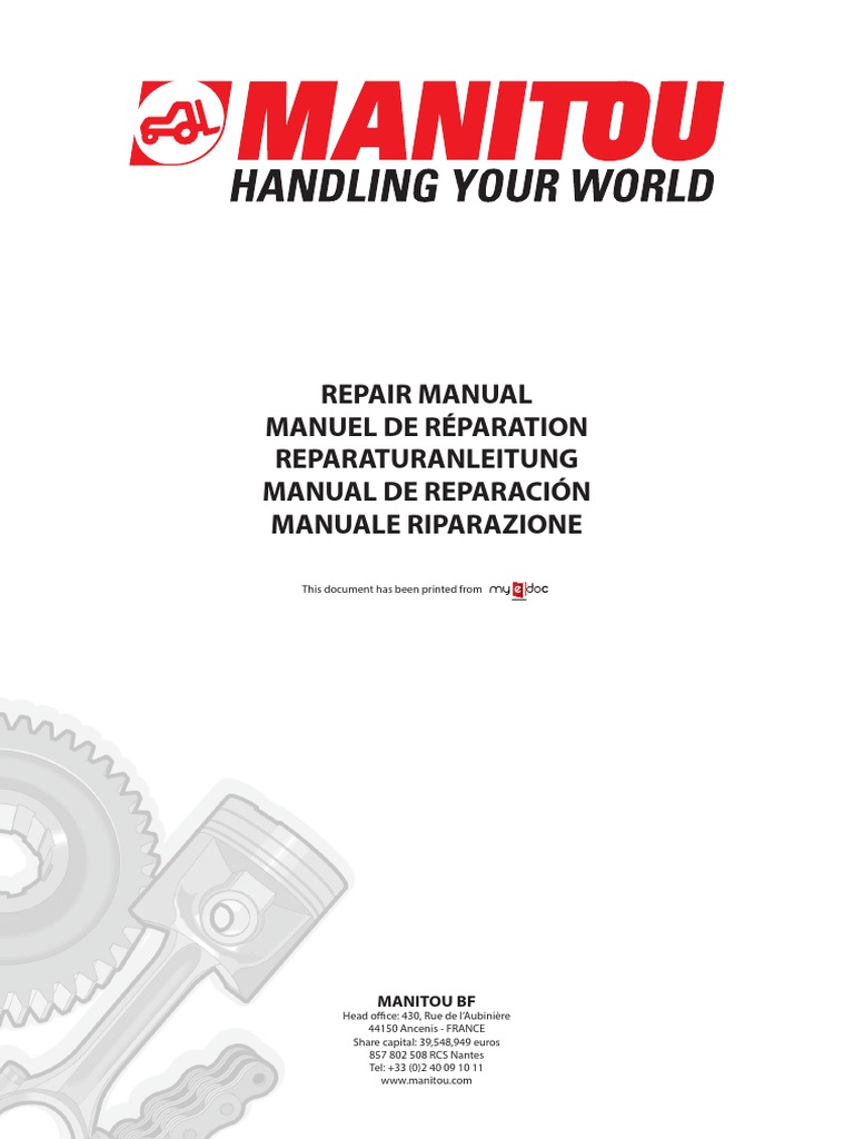 Maintenance and Repair Manual For Manitou MRT 1850 2150 2540 | PDF