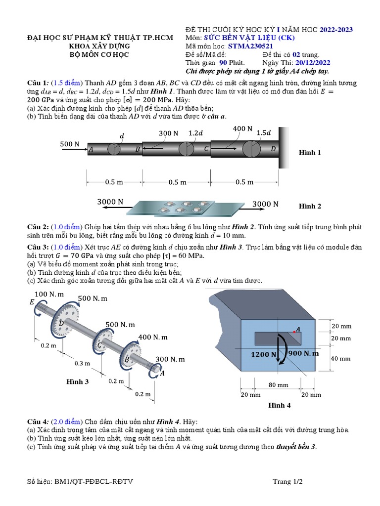 Đề SBVL CK hk1 2022 2023 | PDF