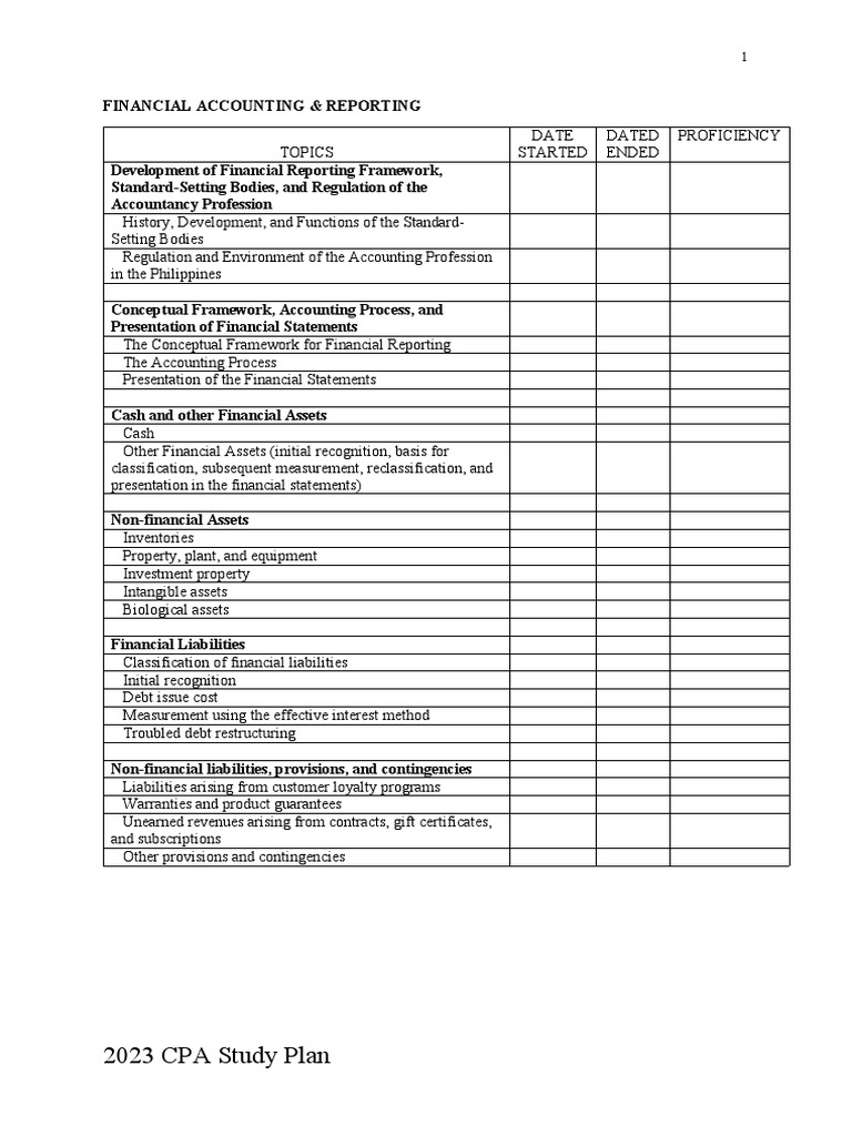 2023 CPA Study Plan | PDF | Audit | Taxes