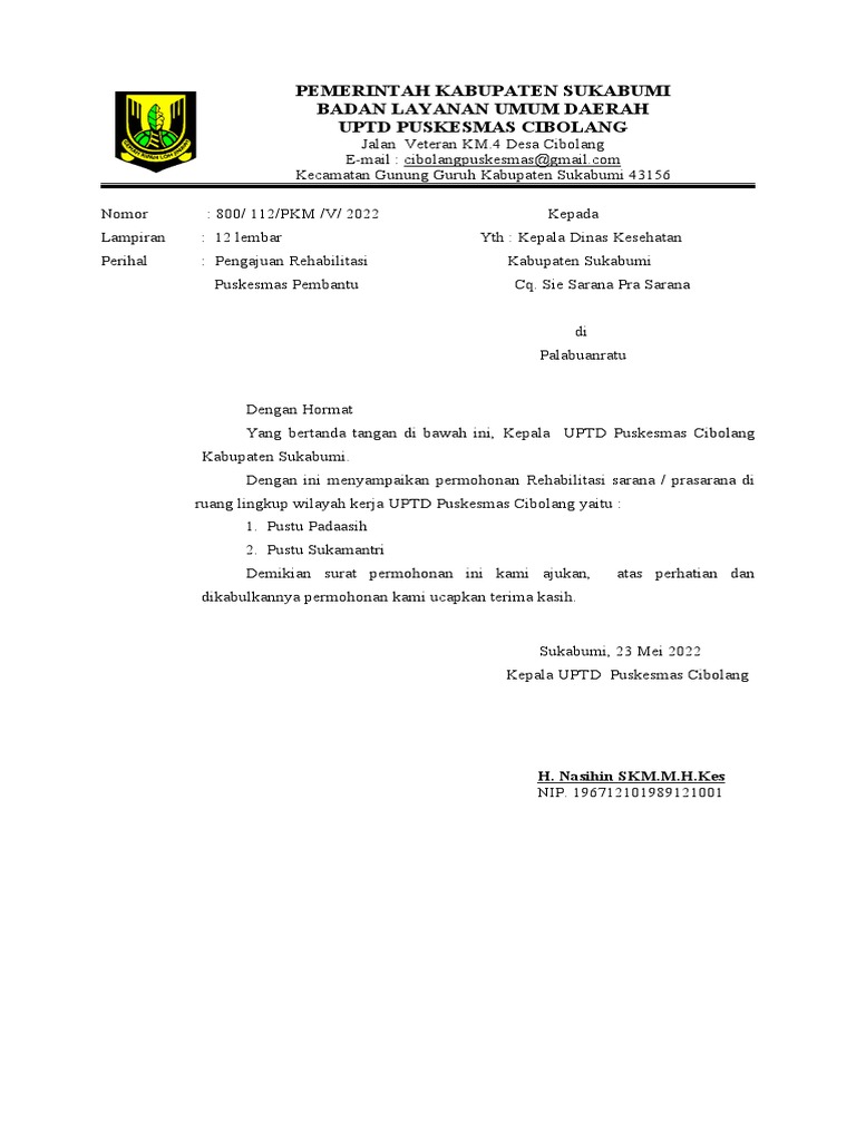 Pengajuan Renovasi Pustu | PDF