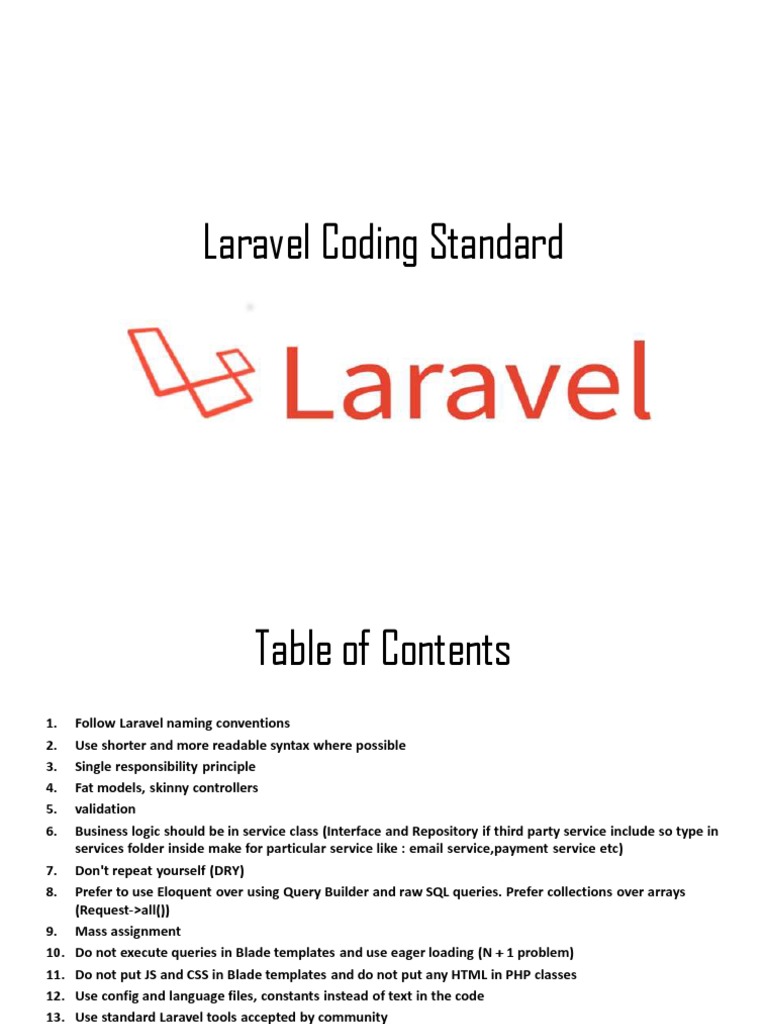 Laravel Coding Standard Pdf Php Computer Science