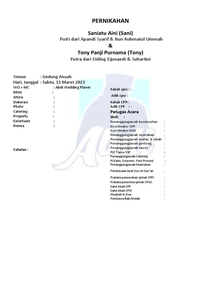 Format MC Wedding Selin | PDF