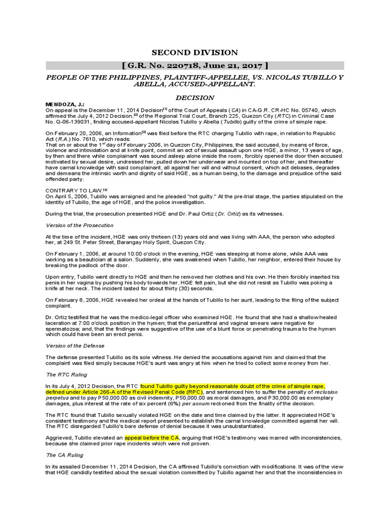 Rape in Rel To RA 7610 (Cannot Be Convicted of Both Charge) | PDF ...