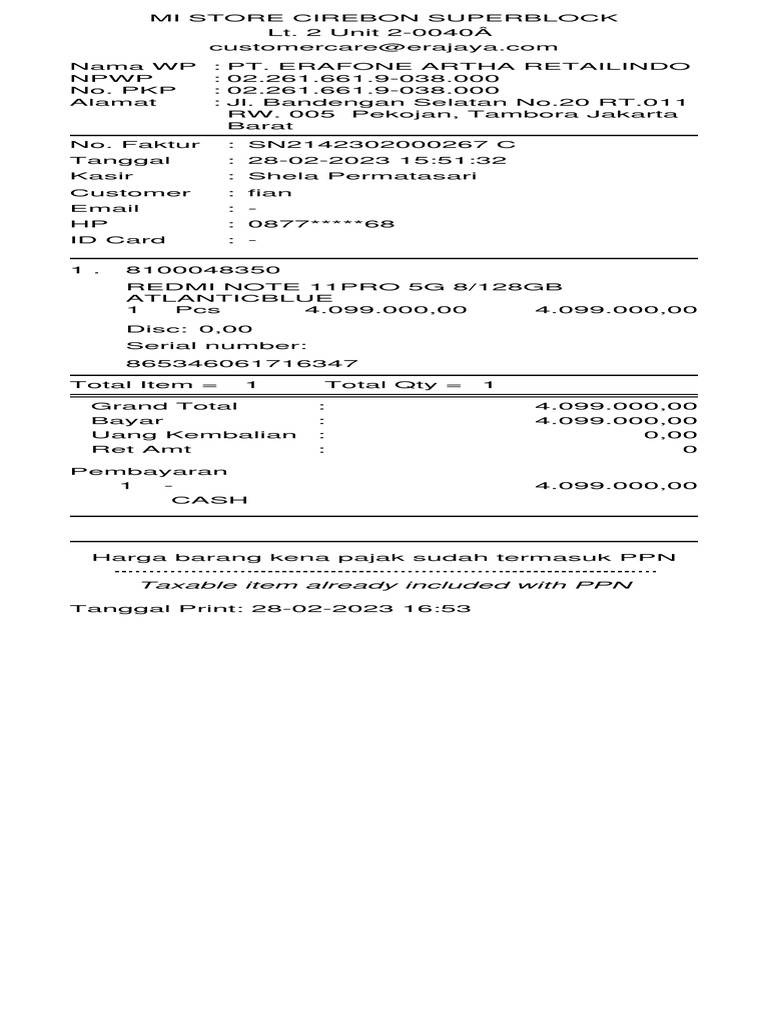 Invoice Pak Fian | PDF | Finance & Money Management