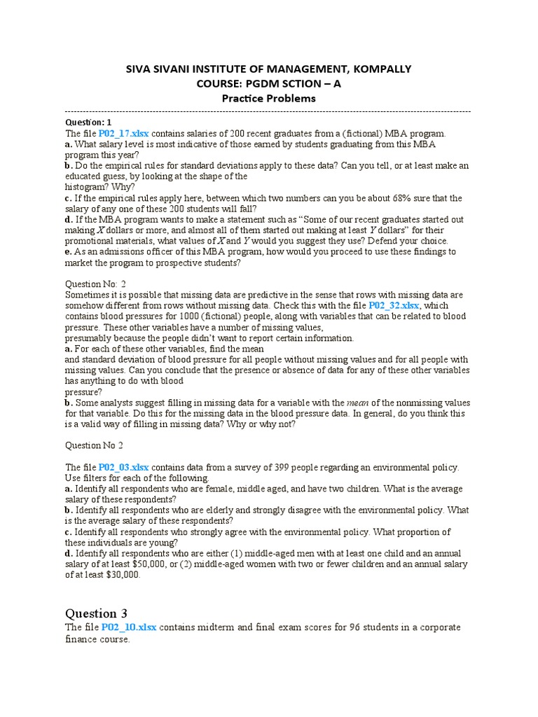 Practice Problems On Descriptive Statistics | PDF | Percentile | Histogram