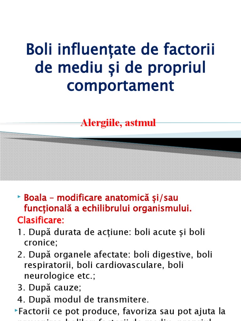 Boli Influentate de Factorii de Mediu Si de Propriul Comportament | PDF