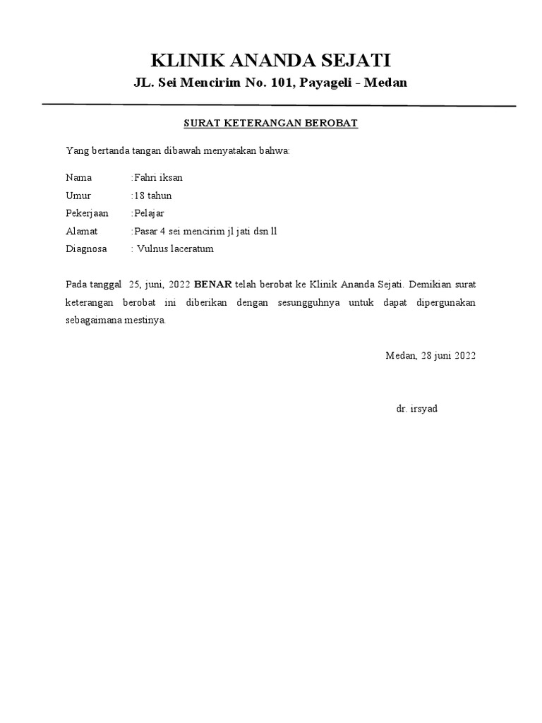 Surat Keterangan Berobat | PDF