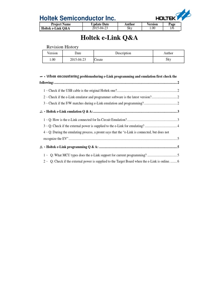 Holtek E Link Qa V100 En Pdf Pdf Microcontroller Integrated Circuit