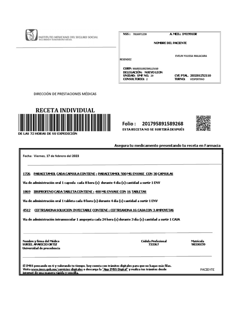 Justificante Yulissa | PDF | Ciencias farmacéuticas | Especialidades Medicas
