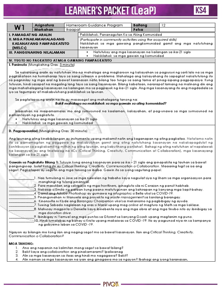 Q4 HGP 12 Week 1 | PDF