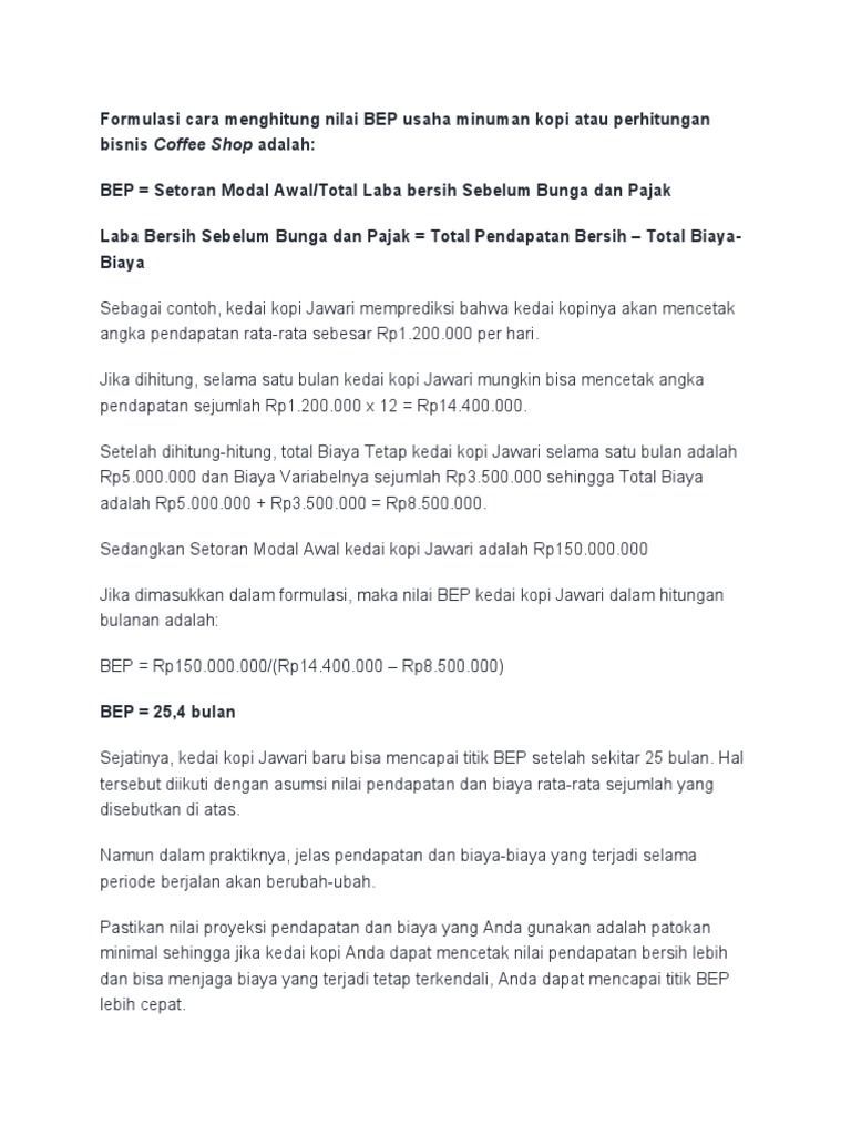 Perhitungan BEP | PDF